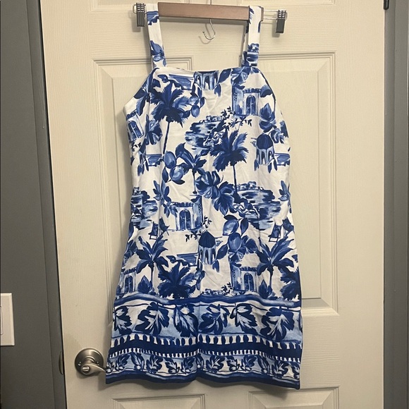 LOFT | Dresses | Loft Blue And White Dress | Poshmark